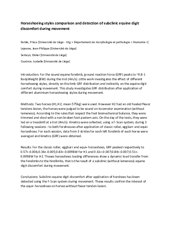 (PDF) Horseshoeing styles comparison and detection of subclinic equine ...