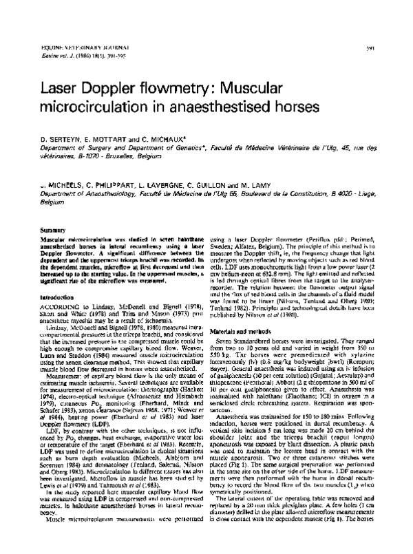 Pdf Laser Doppler Flowmetry Muscular Microcirculation In