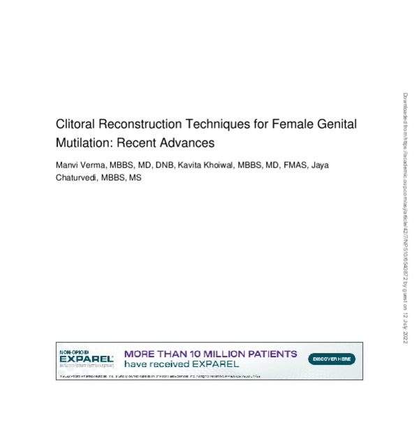 (PDF) Clitoral Reconstruction Techniques for Female Genital Mutilation ...