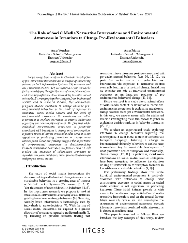 (PDF) The Role of Social Media Normative Interventions and ...