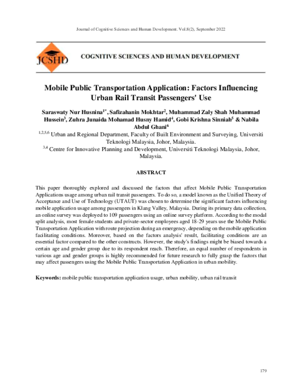 (PDF) Mobile Public Transportation Application: Factors Influencing ...