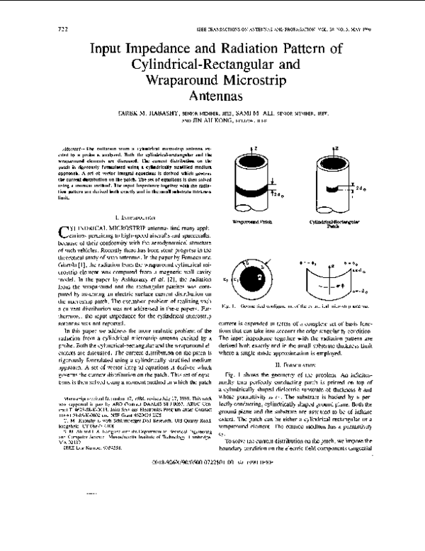 (PDF) Input impedance and radiation pattern of cylindrical-rectangular and wraparound microstrip ...