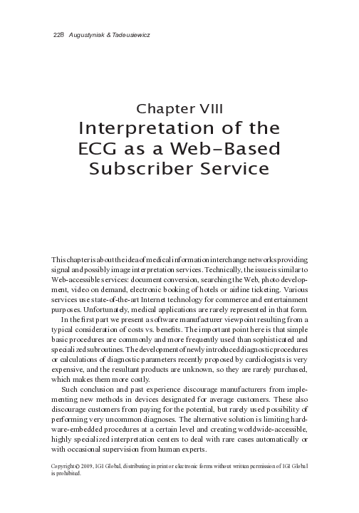 (PDF) Interpretation of the ECG as a Web-Based Subscriber Service