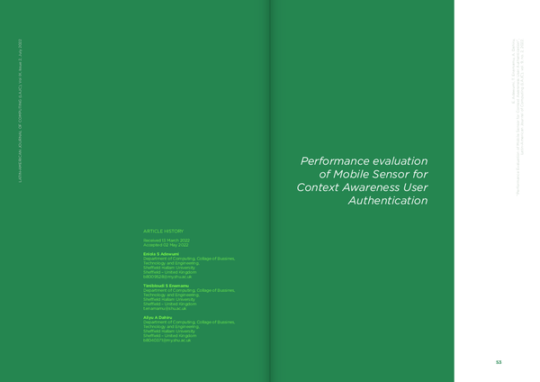 (PDF) Performance Evaluation of Mobile Sensor for Context Awareness User Authentication