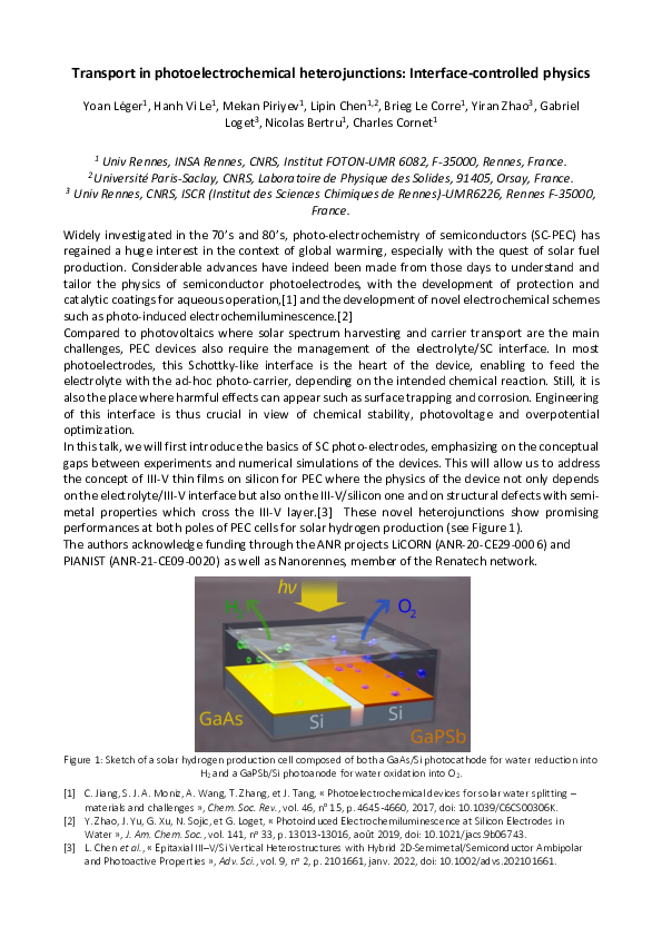 (PDF) Transport in photoelectrochemical heterojunctions: Interface ...