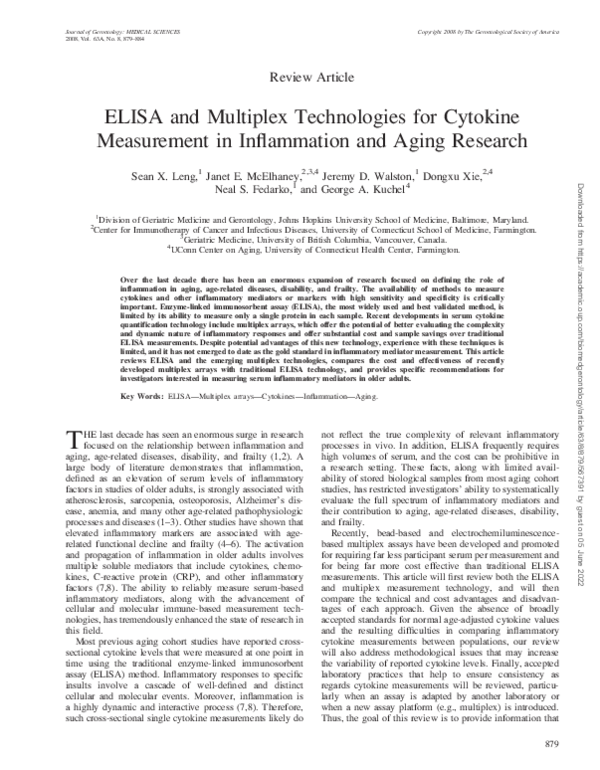 (PDF) ELISA and Multiplex Technologies for Cytokine Measurement in ...