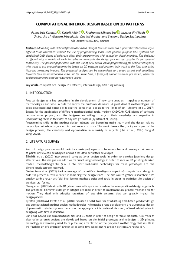 (PDF) Computational interior design based on 2D patterns