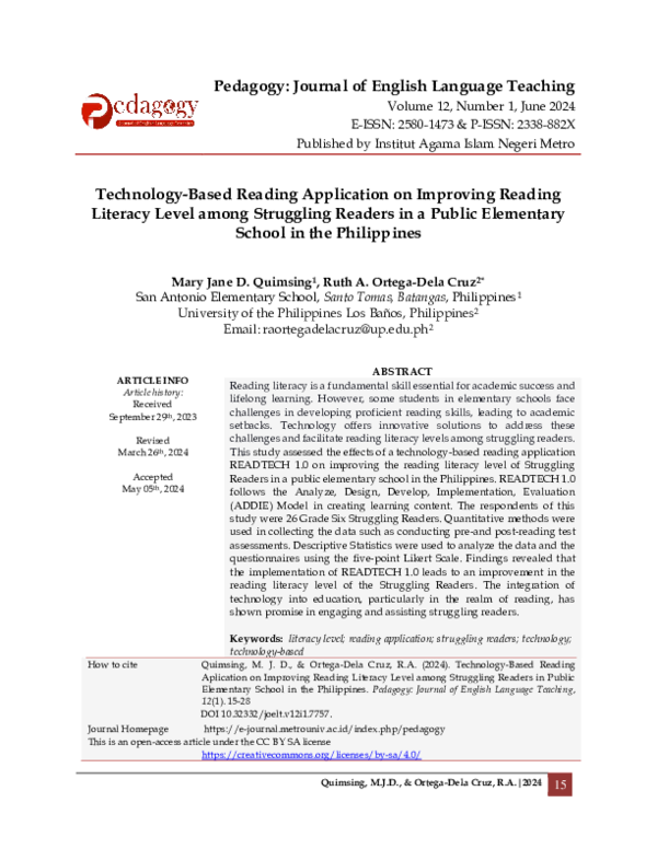 (PDF) Technology-Based Reading Application on Improving Reading ...