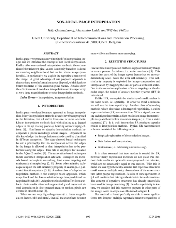 (PDF) Non-Local Image Interpolation