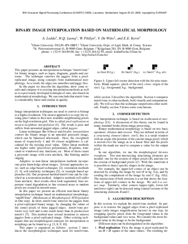 (PDF) Binary image interpolation based on mathematical morphology