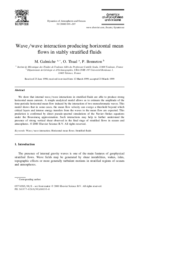 (PDF) Wave/wave interaction producing horizontal mean flows in stably stratified fluids ...
