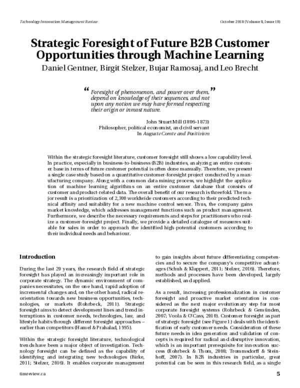 (PDF) Strategic Foresight of Future B2B Customer Opportunities through Machine Learning