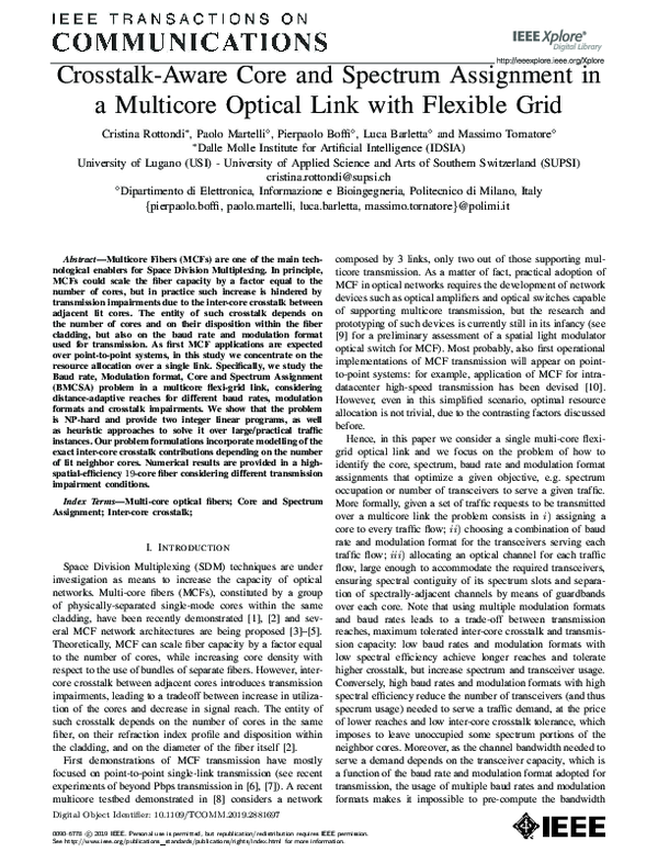 (PDF) Crosstalk-Aware Core and Spectrum Assignment in a Multicore ...