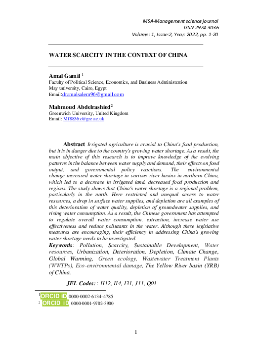 (PDF) WATER SCARCITY IN THE CONTEXT OF CHINA