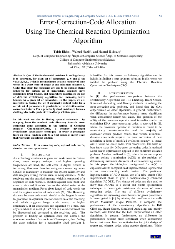 (PDF) Using The Chemical Reaction Optimization Algorithm