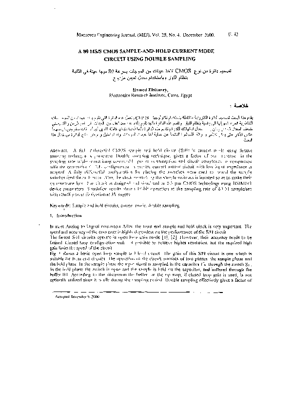 (PDF) A 80 MS/S CMOS Sample-and-Hold Current Mode Circuit Using Double ...