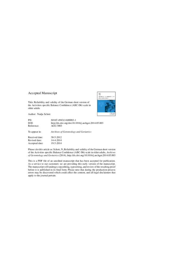 (PDF) Reliability and validity of the German short version of the ...