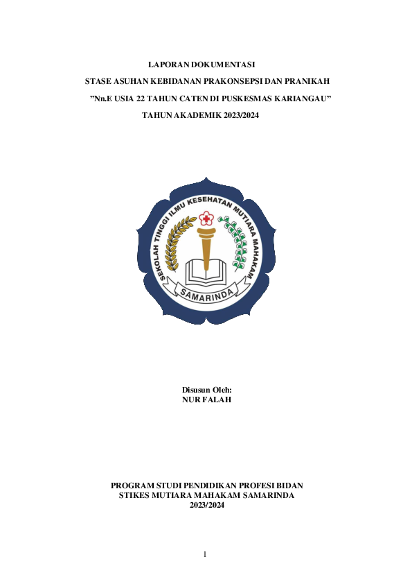 (PDF) Laporan SOAP Pranikah Nn. E