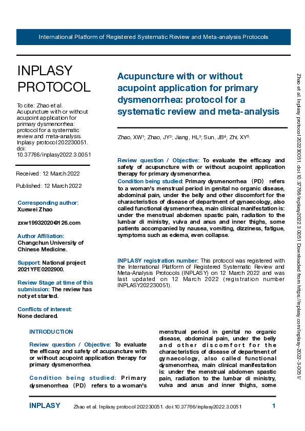 (PDF) Acupuncture with or without acupoint application for primary ...