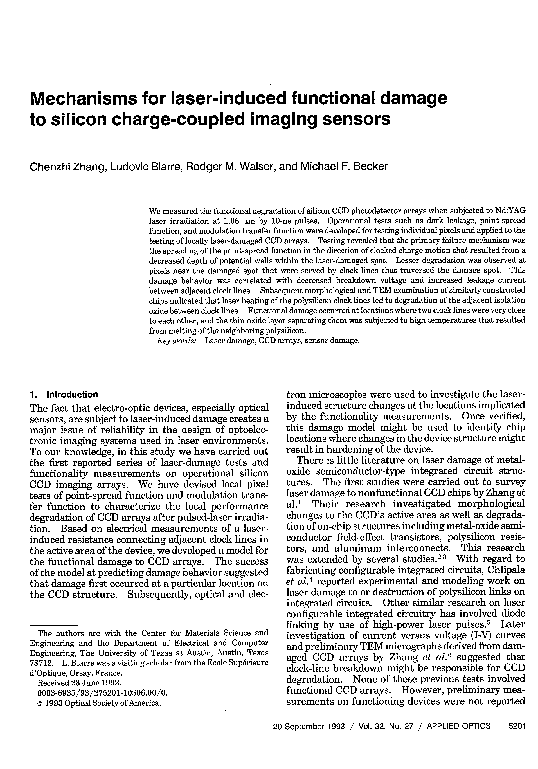 (PDF) Mechanisms for laser-induced functional damage to silicon charge ...