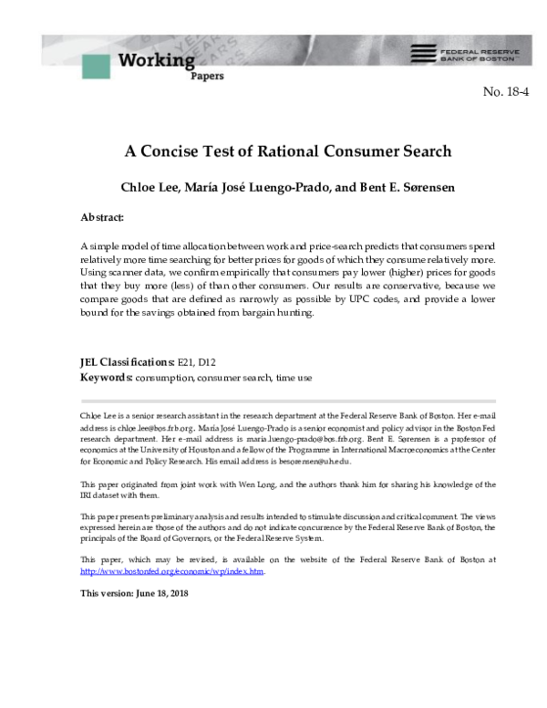 (PDF) A concise test of rational consumer search