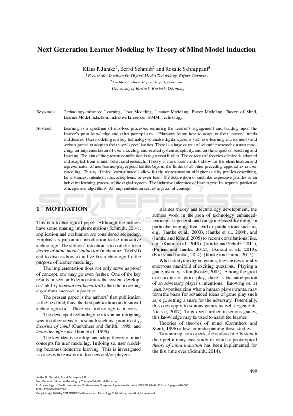 (PDF) Next Generation Learner Modeling by Theory of Mind Model Induction