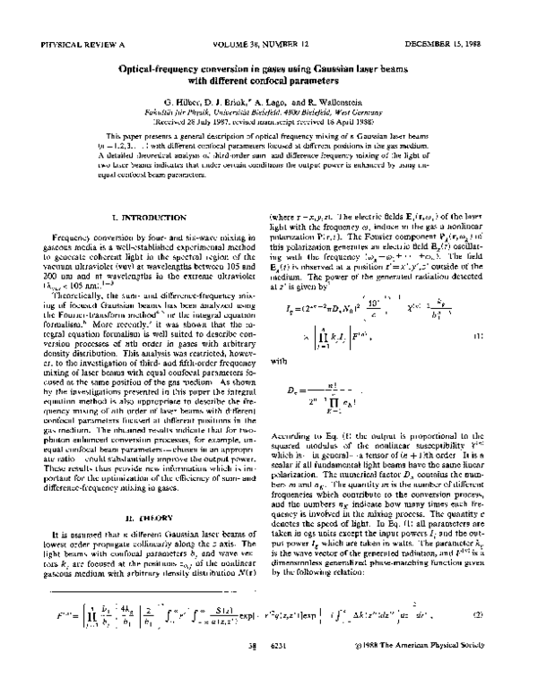 (PDF) Optical-frequency conversion in gases using Gaussian laser beams ...