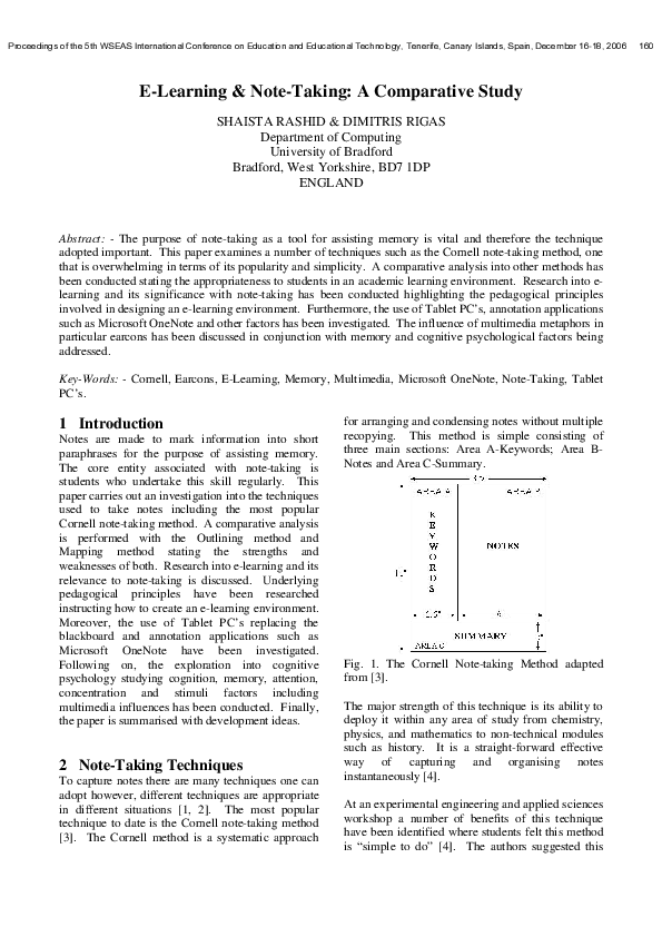 (PDF) E-Learning & Note-Taking: A Comparative Study