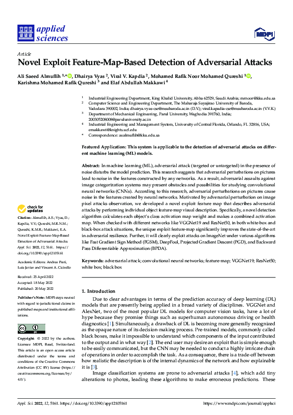 (PDF) Novel Exploit Feature-Map-Based Detection of Adversarial Attacks