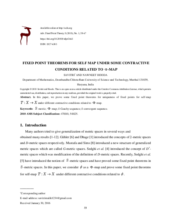 (PDF) Fixed point theorems for self map under some contractive conditions related to Φ-map