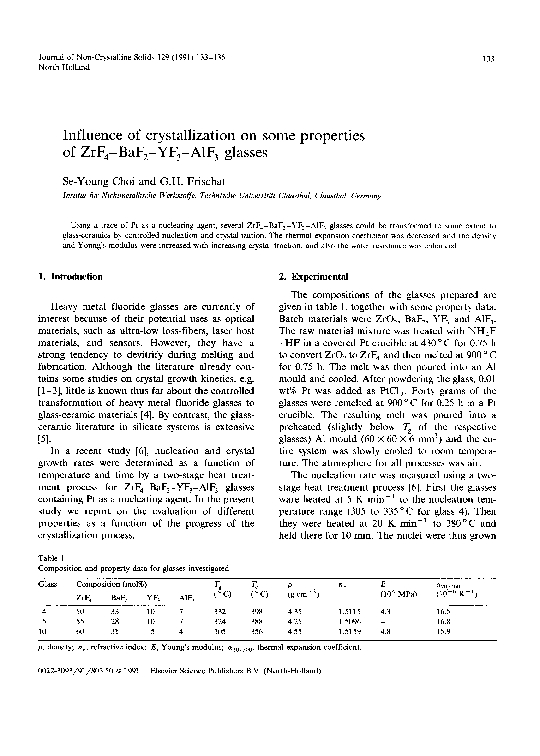 (PDF) Influence of crystallization on some properties of ZrF4–BaF2–YF3 ...