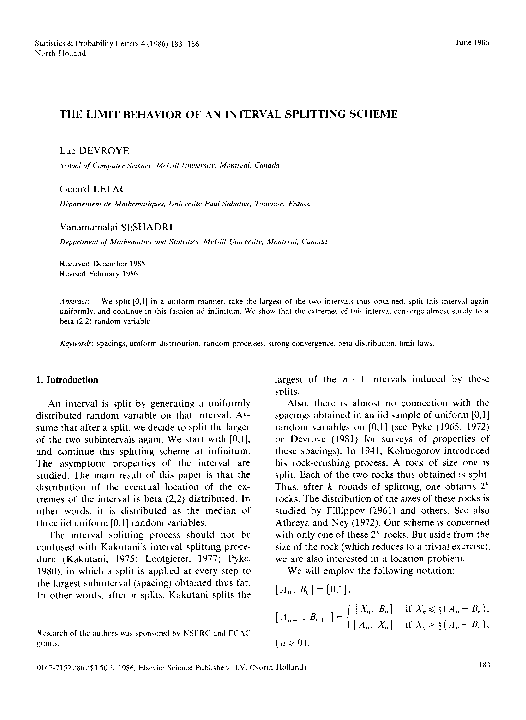 (PDF) The limit behavior of an interval splitting scheme