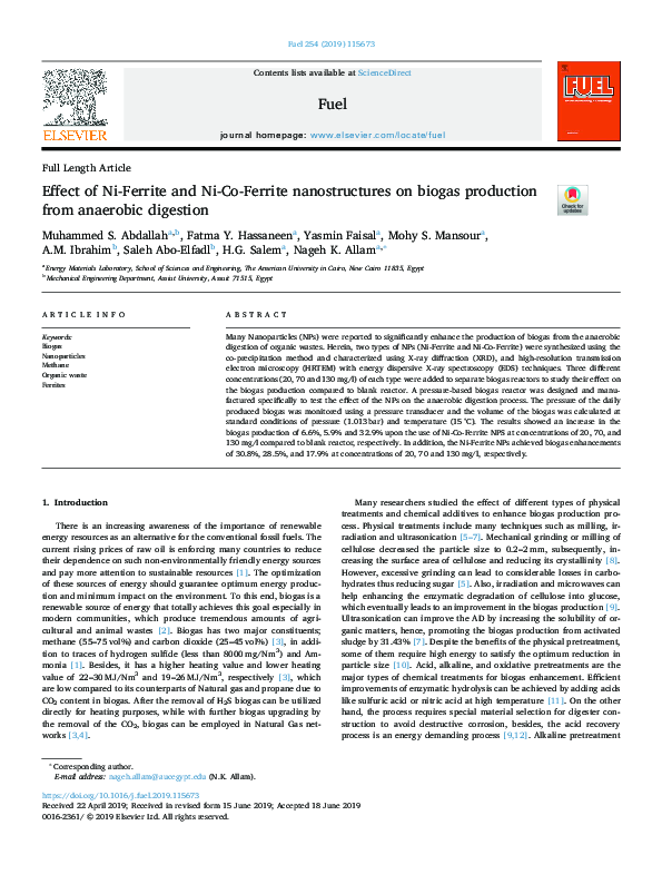 (PDF) Effect of Ni-Ferrite and Ni-Co-Ferrite nanostructures on biogas ...