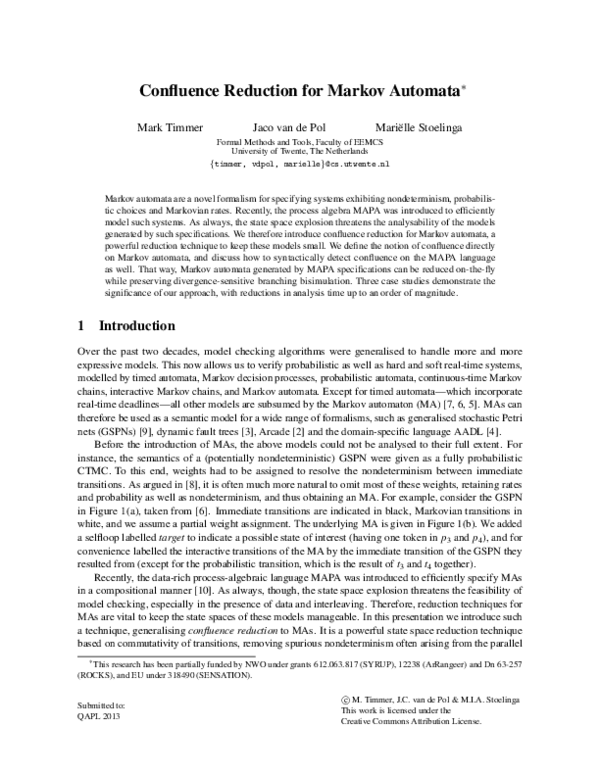 (PDF) Confluence reduction for Markov automata