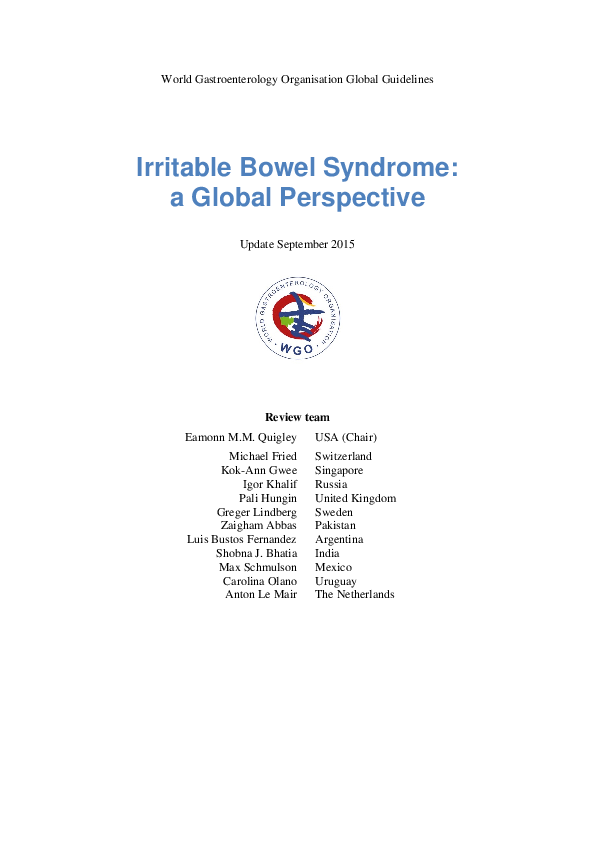 (PDF) World Gastroenterology Organisation Global Guidelines Irritable Bowel Syndrome