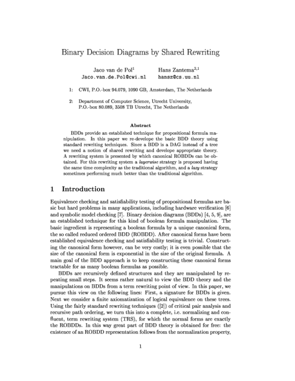 (PDF) Binary Decision Diagrams by Shared Rewriting | Jaco van de Pol ...