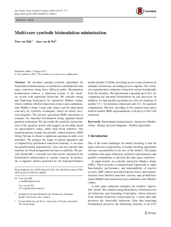 (PDF) Multi-core symbolic bisimulation minimisation