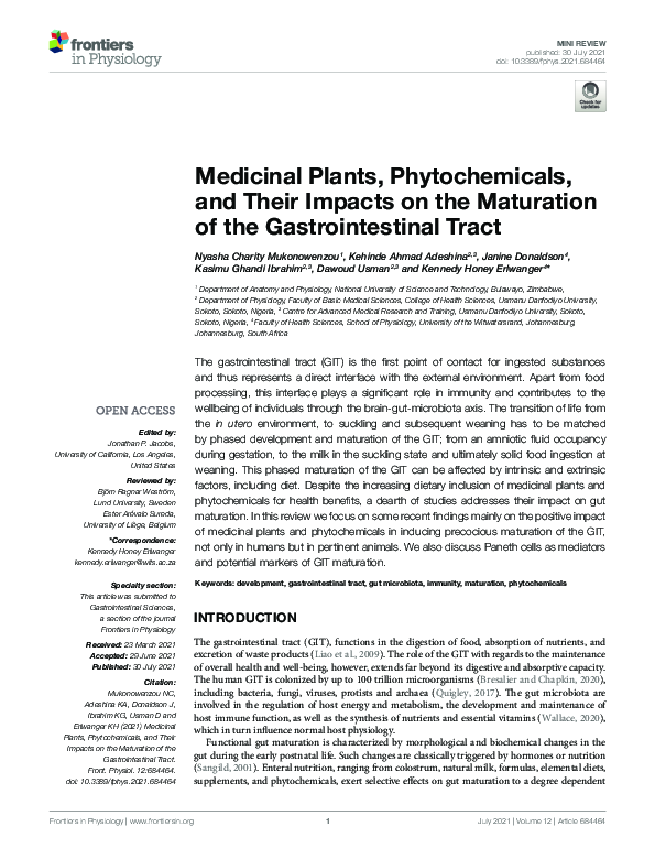 (PDF) Medicinal Plants, Phytochemicals, and Their Impacts on the Maturation of the ...