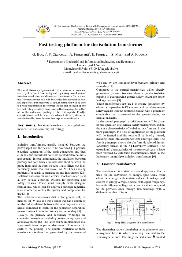 (PDF) Fast testing platform for the isolation transformer