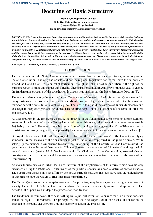 (PDF) Doctrine of the basic structure