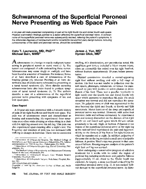 (PDF) Schwannoma of the superficial peroneal nerve presenting as web ...