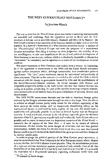 (PDF) The West German Peace Movement