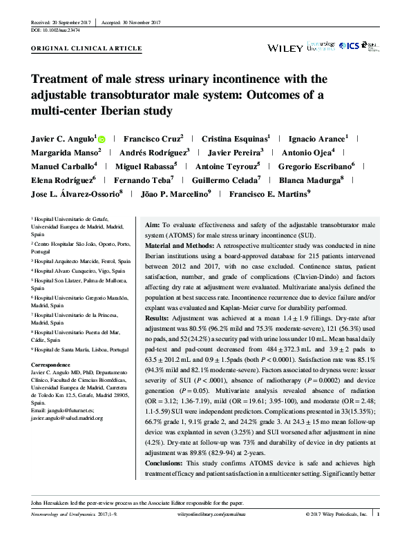 (PDF) Treatment of Male Stress Urinary Incontinence: ATOMS System