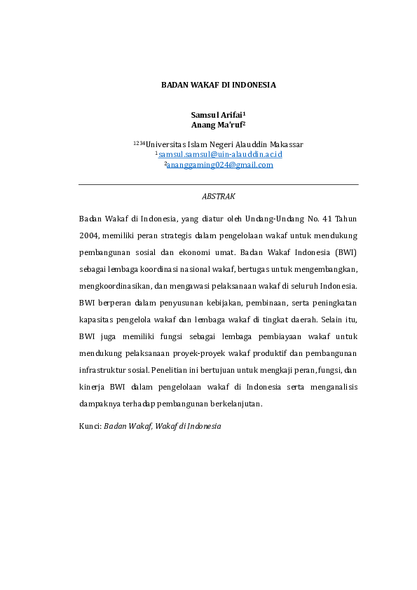 (PDF) BADAN WAKAF DI INDONESIA