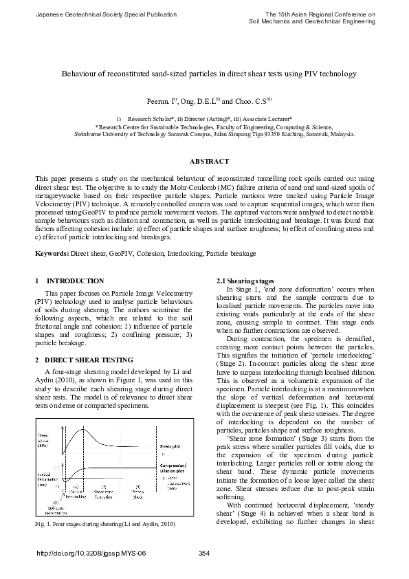 (PDF) Behaviour of reconstituted sand-sized particles in direct shear ...