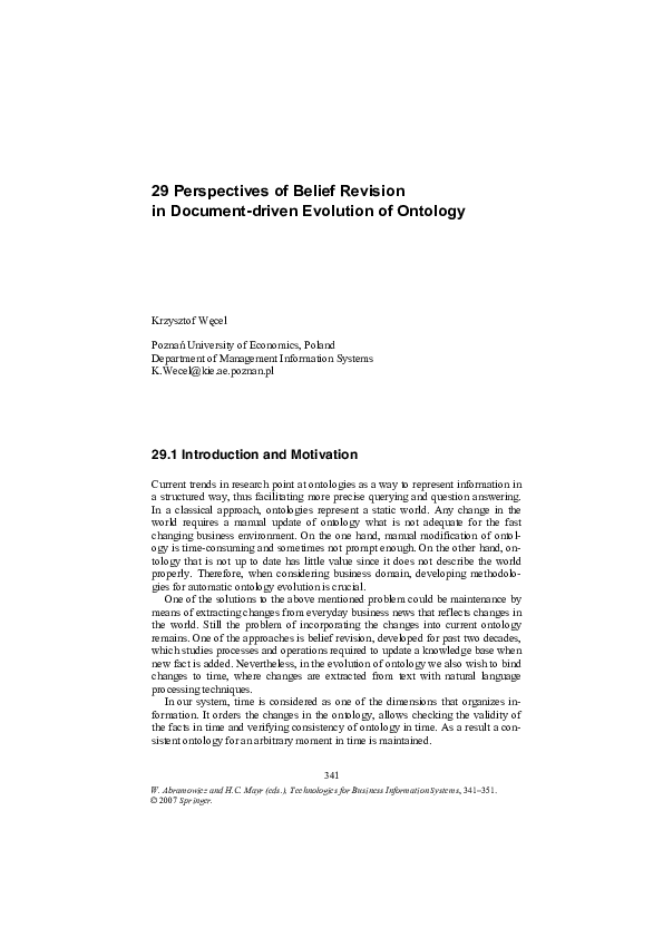 (PDF) Perspectives of Belief Revision in Document-driven Evolution of ...