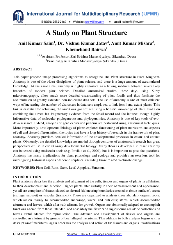 (PDF) A Study on Plant Structure