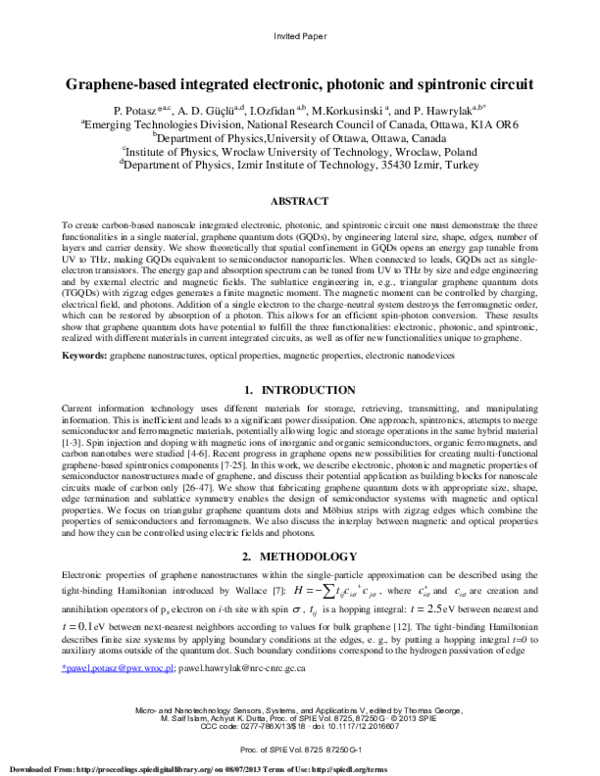 (PDF) Graphene-Based Integrated Electronic, Photonic and Spintronic Circuit