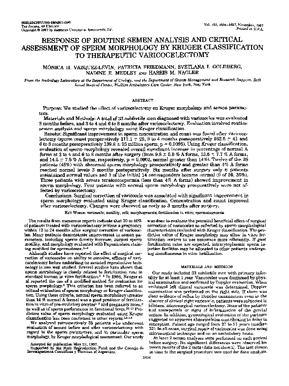 (PDF) Response of Routine Semen Analysis and Critical Assessment of ...
