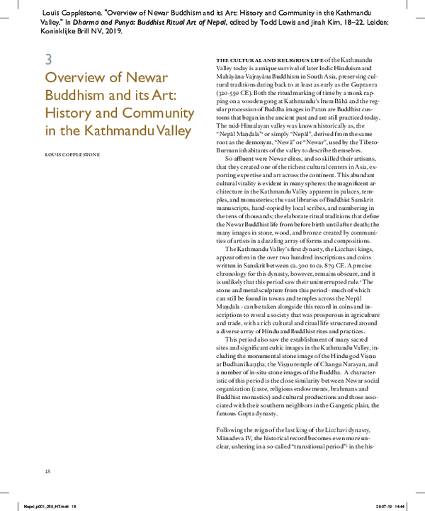(PDF) Overview of Newar Buddhism and its Art: History and Community in ...